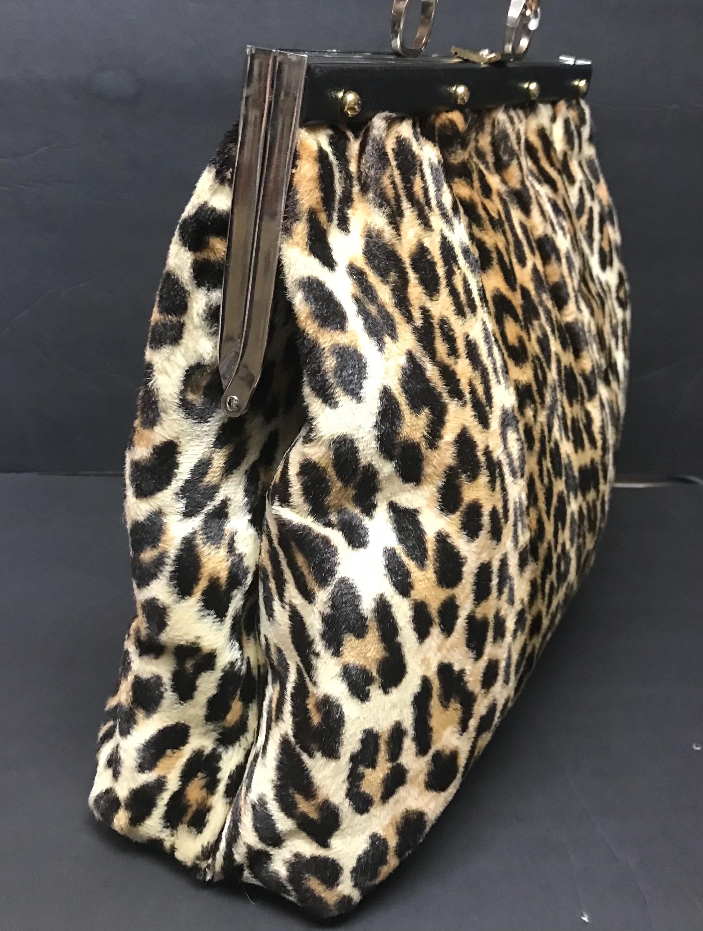 RONAY Leopard Purse MOD BEATNIK Vintage 1960s Cat Faux Fur Handbag ...