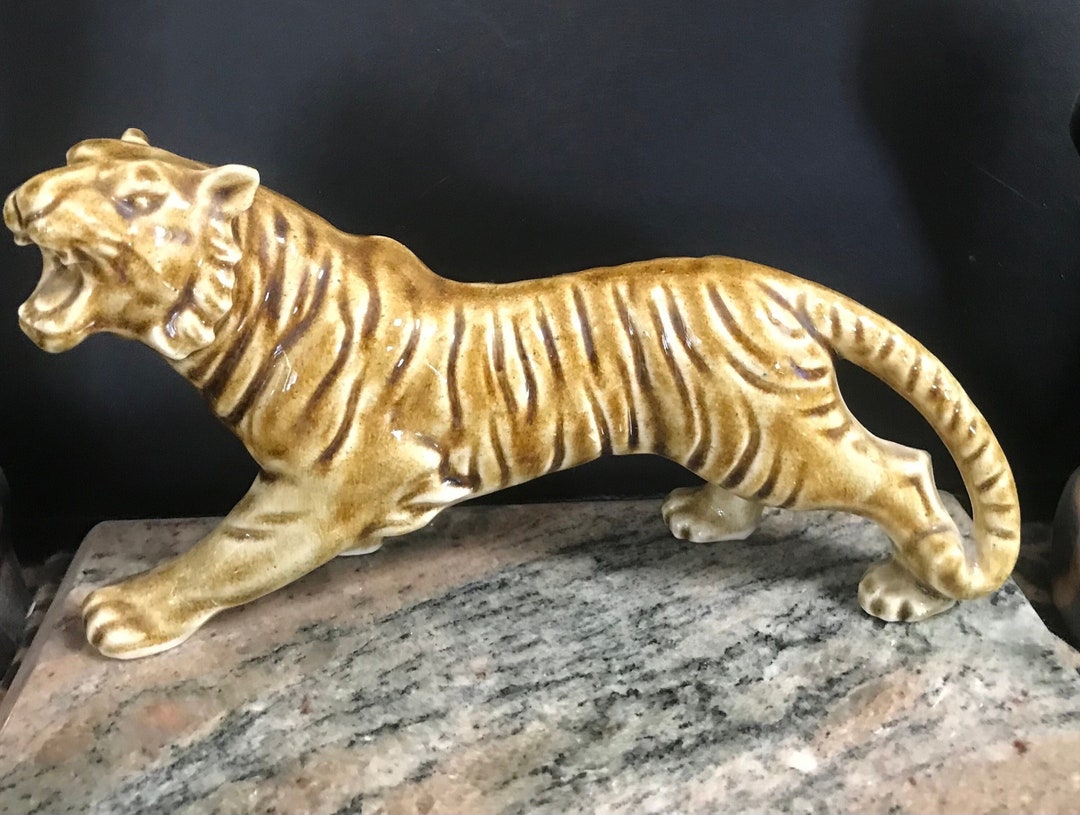 Vintage 1950s Tiger, Mid Century Ceramic Figurine, Vintage Collectible ...
