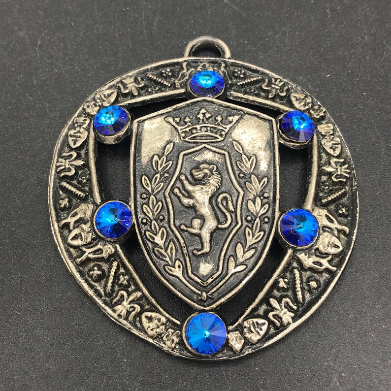 Vintage Shield Lion Crown Coat of Arms Necklace, 1960's Collectible ...