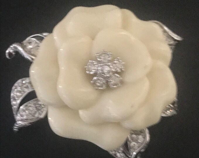 Nolan Miller Designer Signed Large Rhinestone Flower Brooch Pin ...