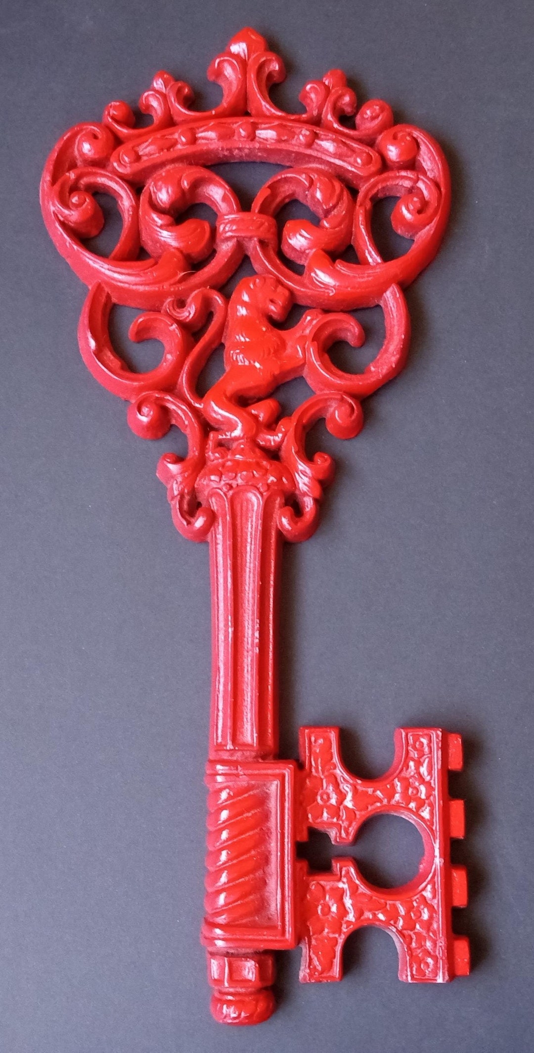 Vintage Large Red Heavy Metal Lion Coat of Arms Wall Hanging Key - Etsy