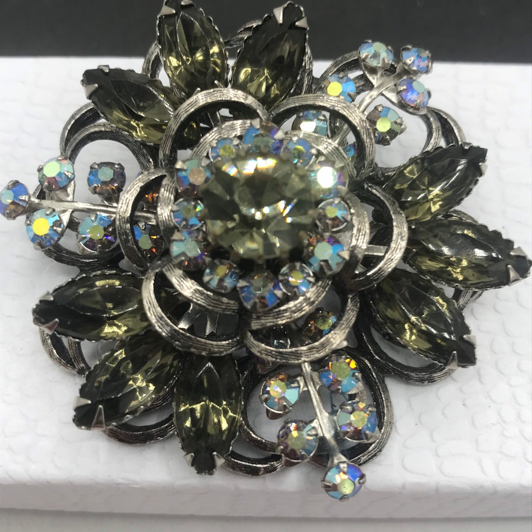 Selini Designer Signed Jewelry, Vintage Rhinestone Brooch, Collectible ...