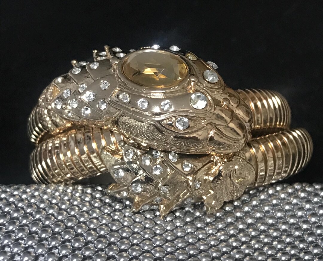 Vintage Mythological Snake Creature Rhinestone Bangle Bracelet - Etsy