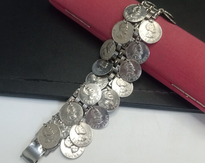 Vintage Metal Mesh Coin Charm Bracelet, 1950's 1960's Jewelry - Etsy