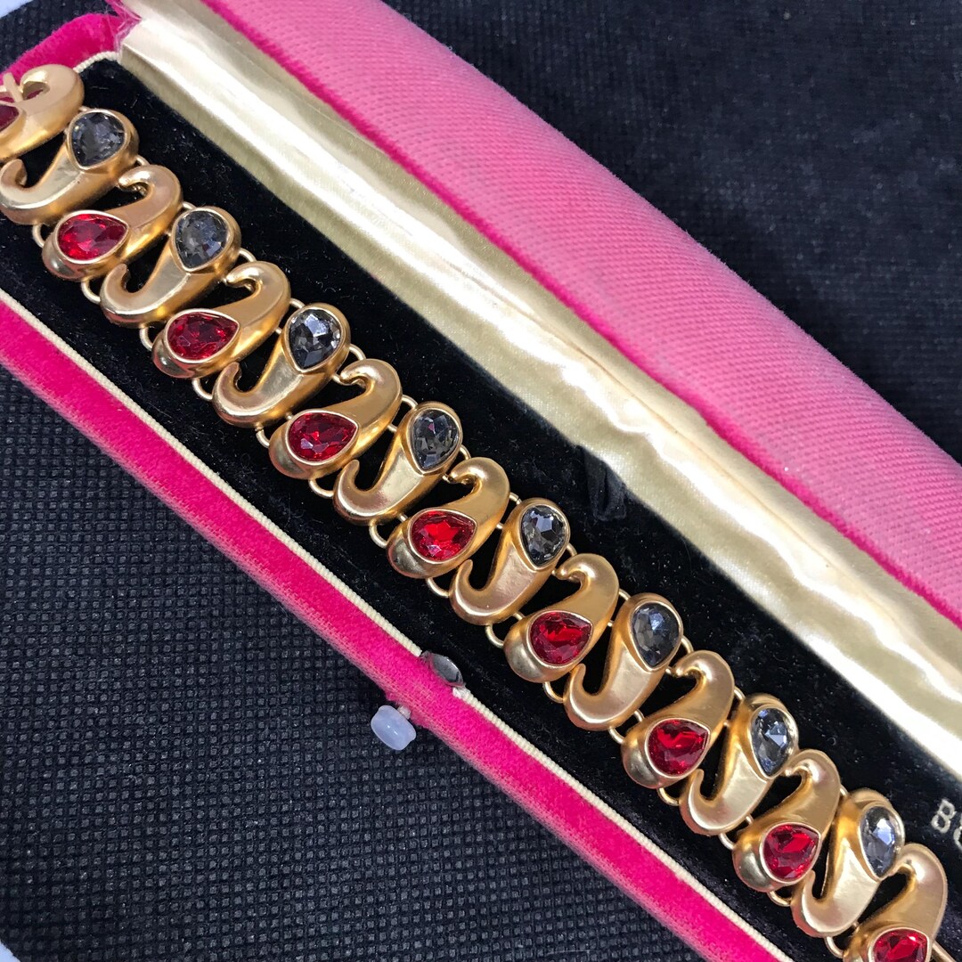 Red Rhinestone Bracelet, 1950s Jewelry High-end Stunning Bracelet - Etsy