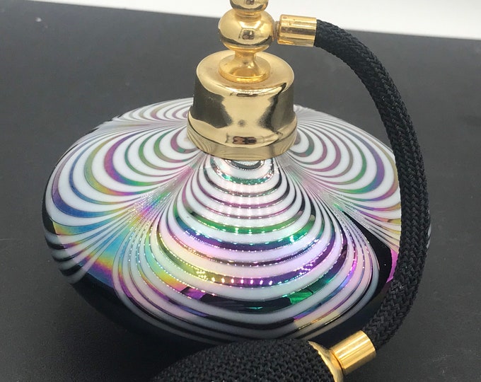 Vintage Perfume Bottle ** Aqua Glass Atomizer ** Hollywood Regency ...