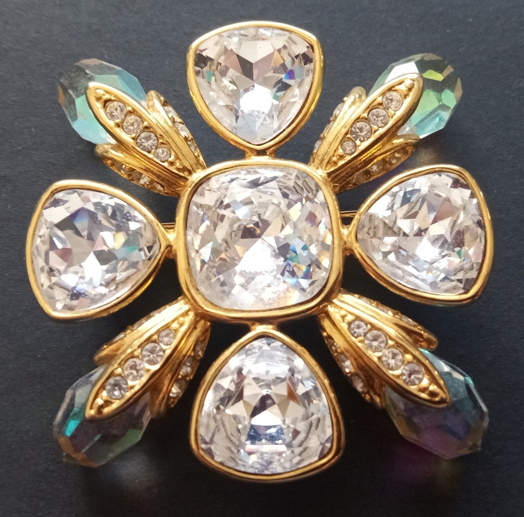 Vintage High End Rhinestone Brooch Pin, Signed Jewelry - Etsy