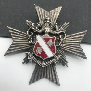 1950s 1960s Brooch, Shield Crest Coat of Arms Fleur De Lis Knight ...