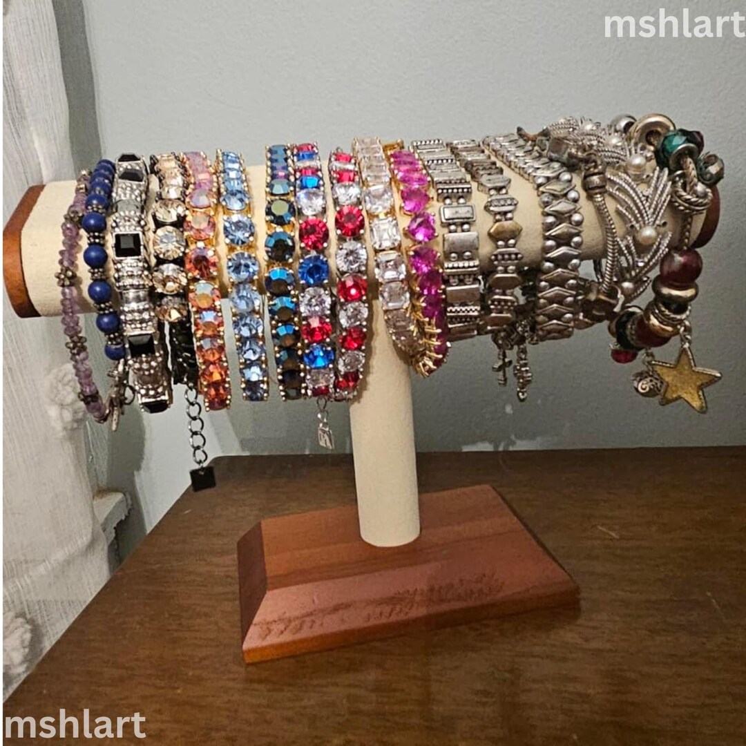 Wood T-bar Watch & Bracelet Display Stand | Solid Wood Jewelry Stand ...