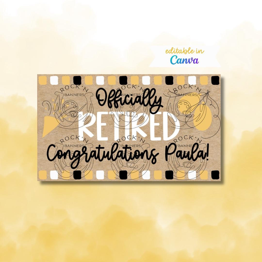 Retirement | Retired |editable Banner Mockup | Hand Painted Banner ...