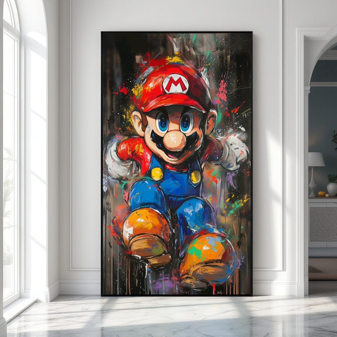 Super Mario Color Splash Canvas Art, Video Game Home Decor - Etsy
