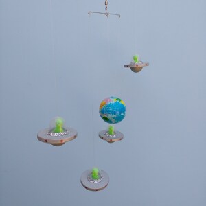 ALIEN MOBILE W Earth,d68s,4ct,,alien Space Ship Mobile,baby Mobile,glow ...