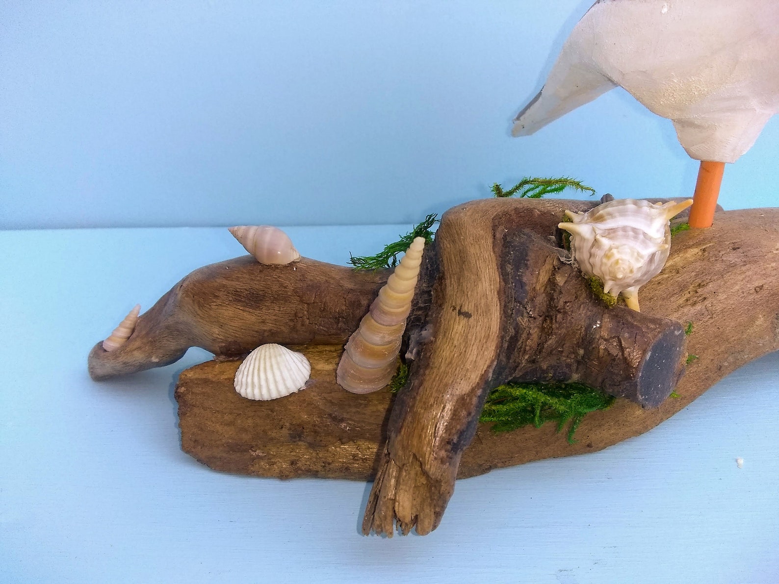 SEAGULL FOLK ART, Seagull on Driftwood, Wood Sculpture, Hand Carved ...