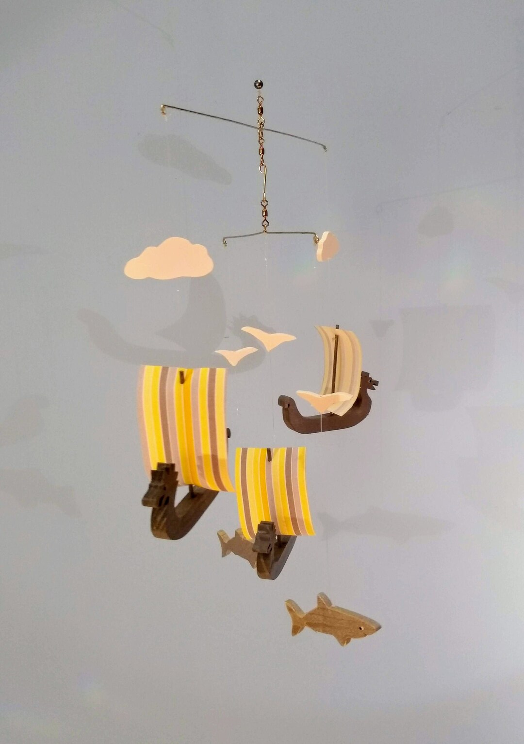 VIKING SHIP MOBILE W Shark, Baby Mobile, Viking, Sailing Ship, Pirate ...