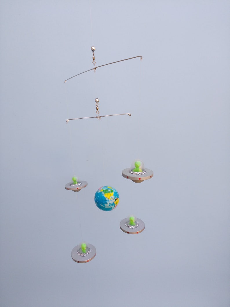ALIEN MOBILE W Earth,d68s,4ct,,alien Space Ship Mobile,baby Mobile,glow ...
