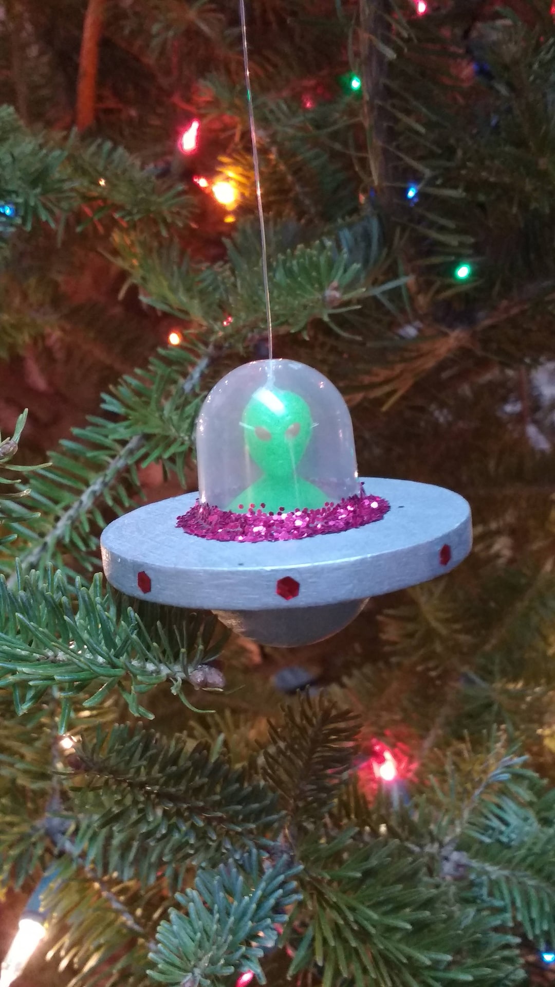 Alien Space Ship Ornament,glow in the Dark,sci Fi Ornament,wood, Alien ...