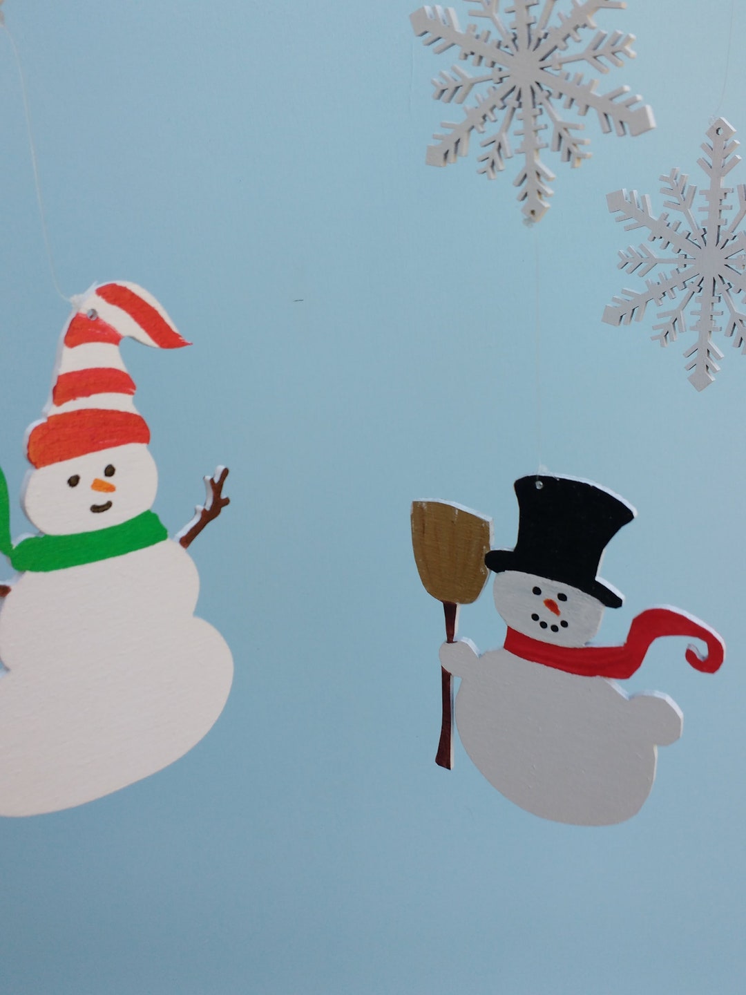 Snowman Mobile,f96,snowman,christmas Mobile,wood,hand Painted ,winter ...
