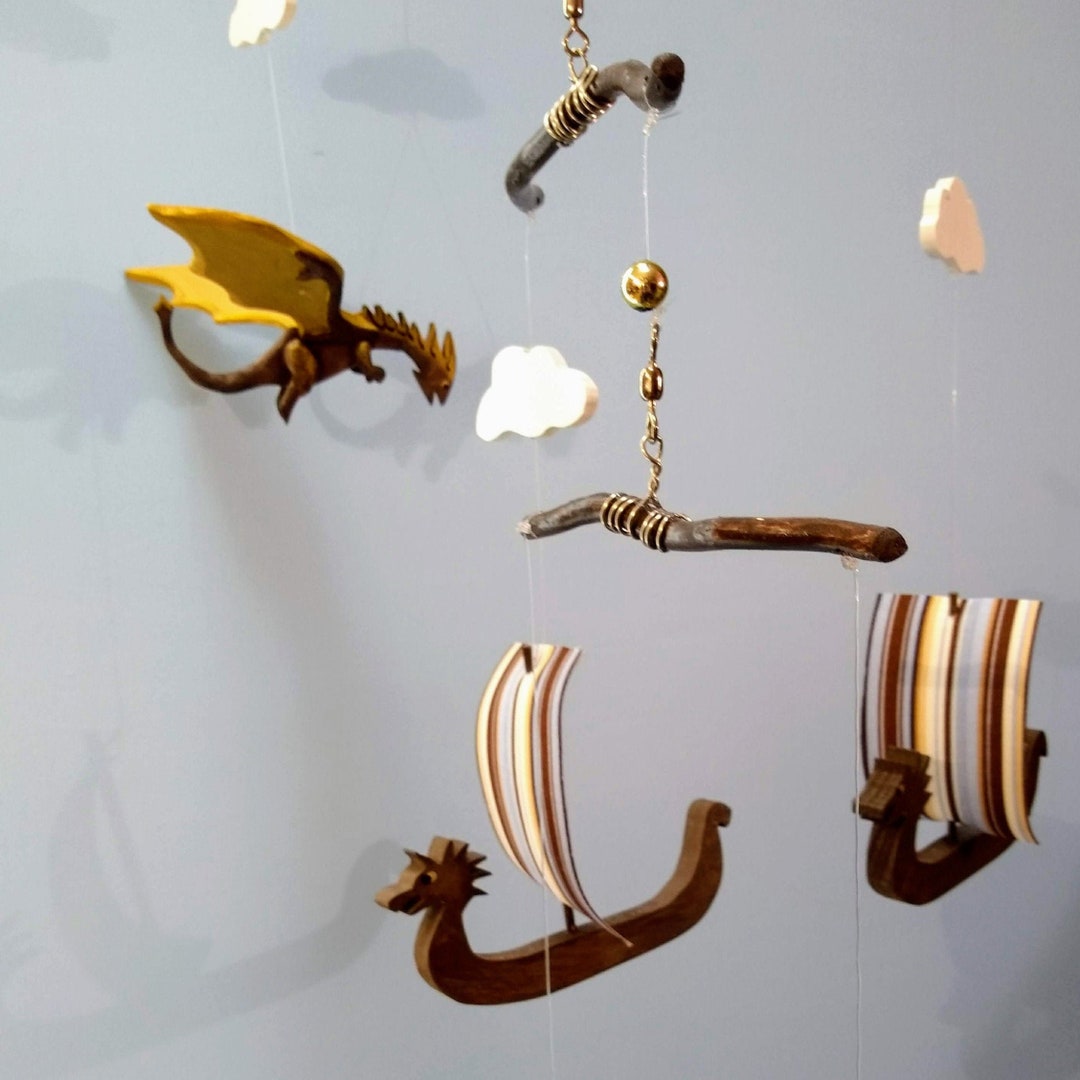 Custom Viking Ship Mobile W Dragon, Custom Mobile, Dragon, Baby Mobile ...