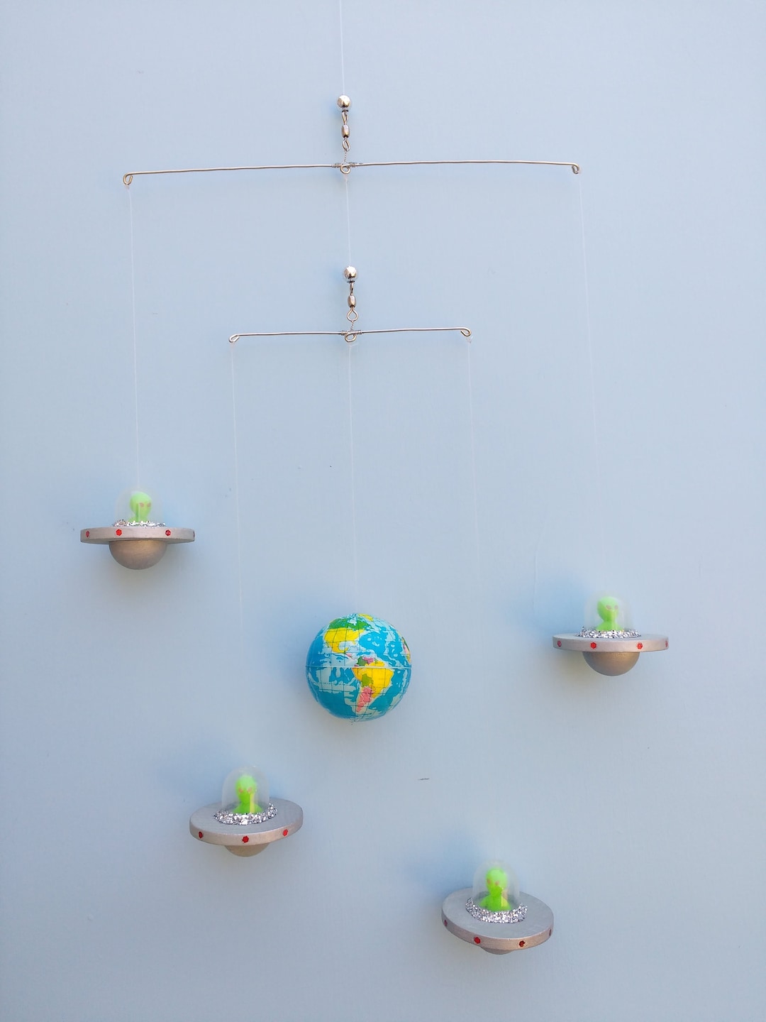 ALIEN MOBILE W Earth,d68s,4ct,,alien Space Ship Mobile,baby Mobile,glow ...