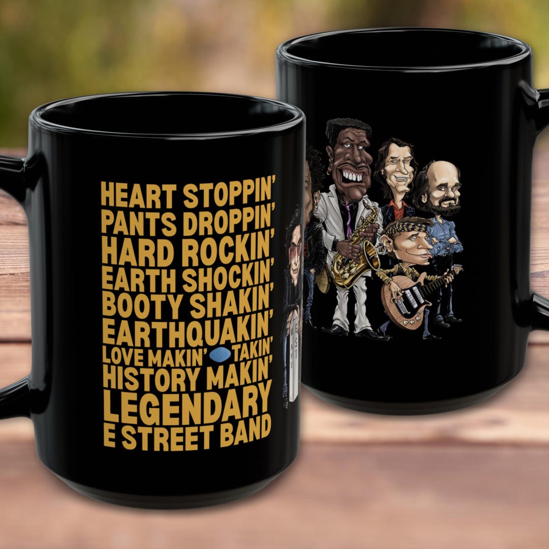 E Street Band Inspired Mug, Bruce Springsteen Caricature Coffee Cup ...