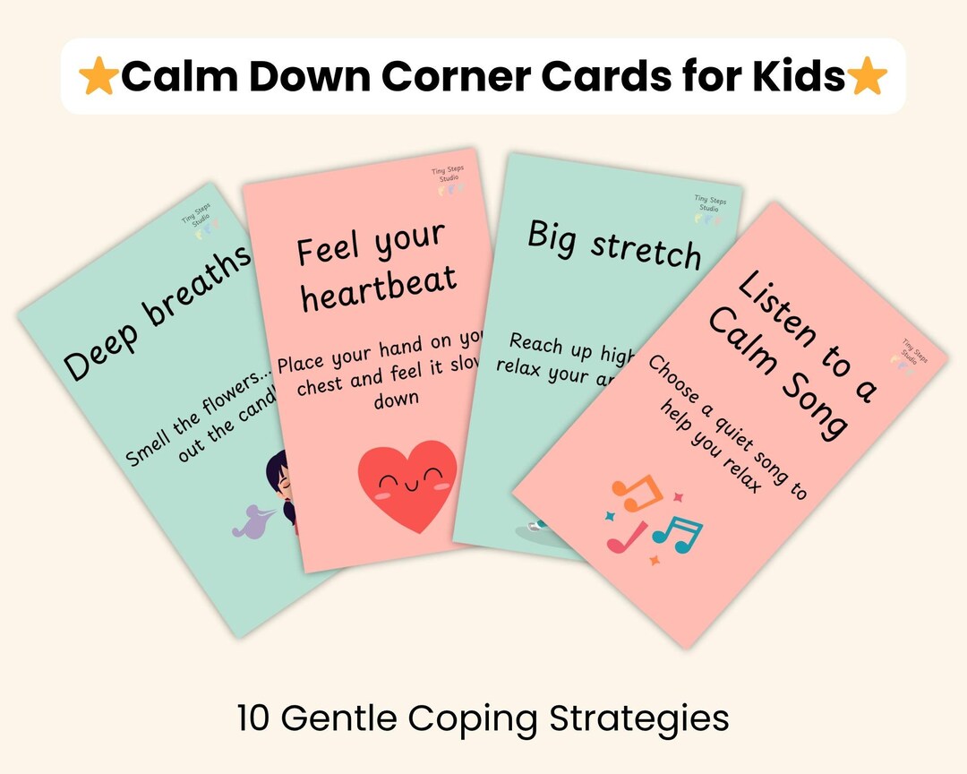 Calm Down Cards for Kids | Printable Coping Strategy Cards - Etsy