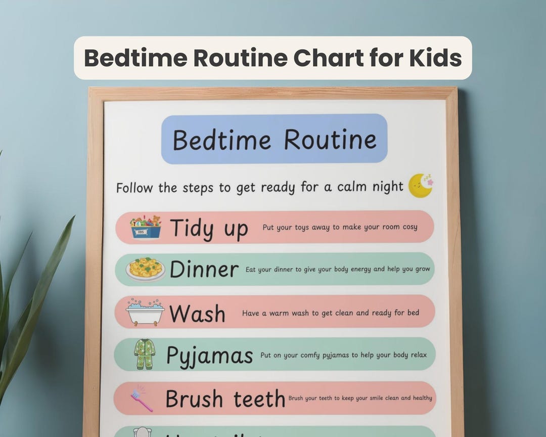 Bedtime Routine Chart for Kids | Printable Visual Night Schedule - Etsy