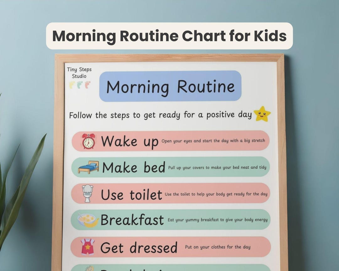 Toddler Morning Routine Chart Printable | Kids Visual Schedule (PDF) - Etsy