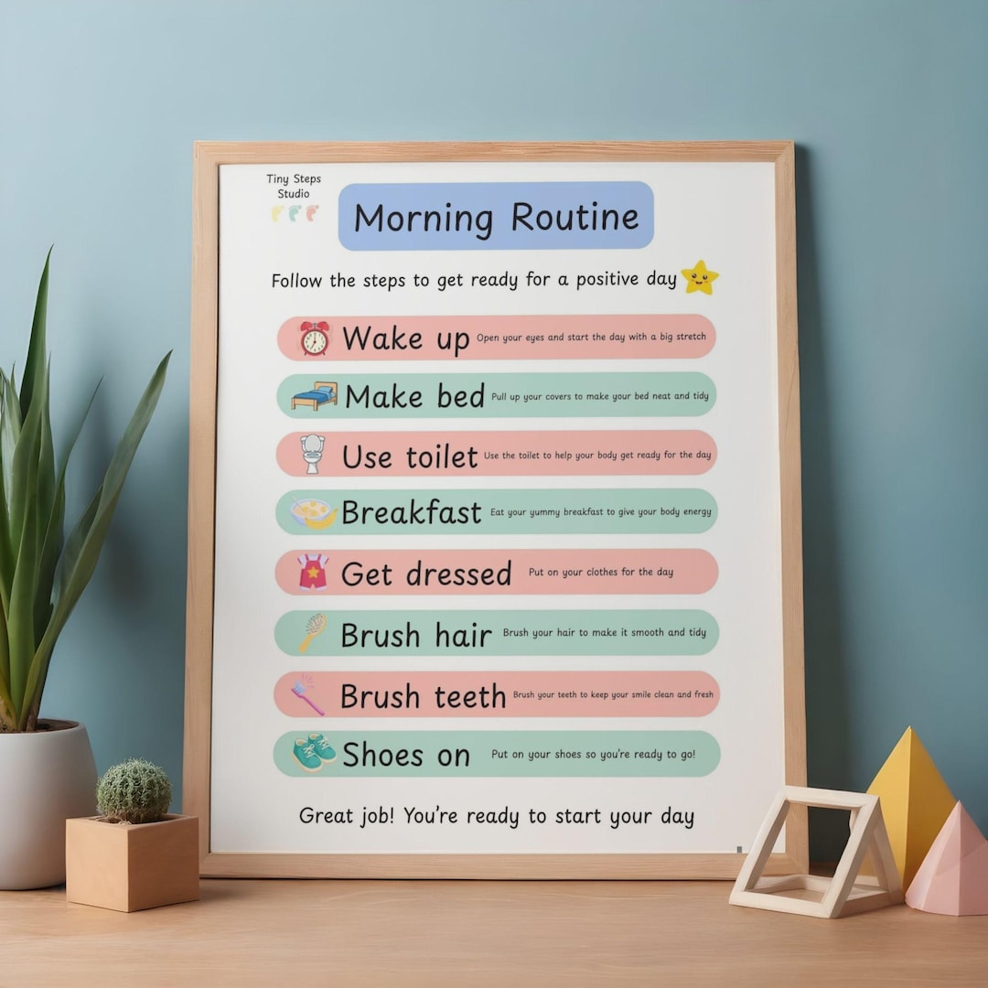 Toddler Calm Morning Routine Chart Printable | Visual Schedule for Kids ...
