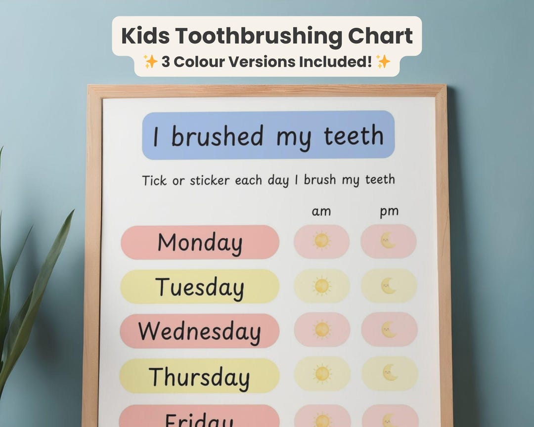 Kids Toothbrushing Routine Chart | Printable Schedule - Etsy