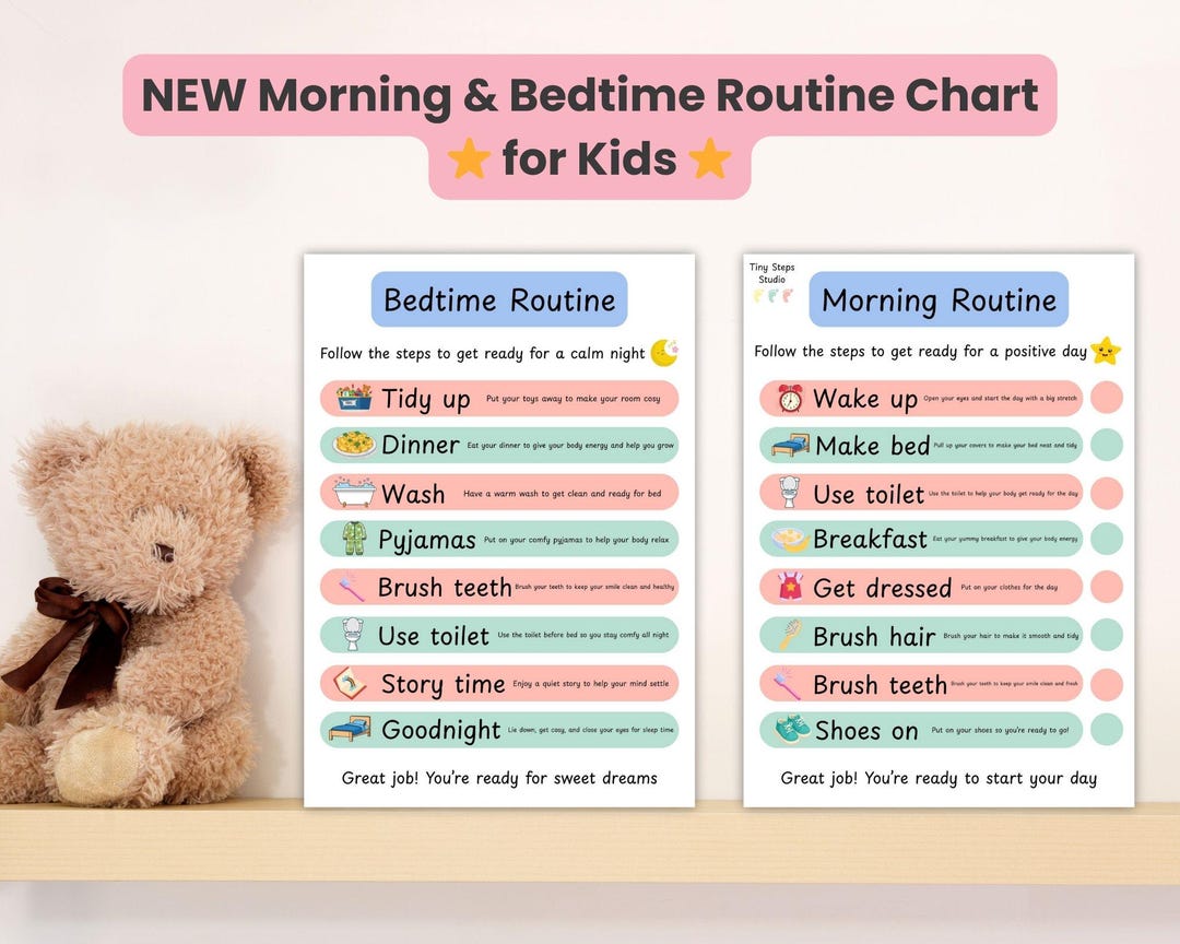 Morning & Bedtime Routine Printable Bundle | Kids Visual Schedule - Etsy