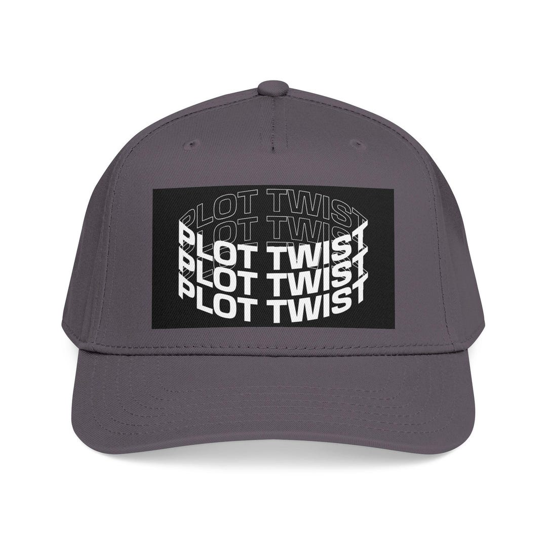Plot Twist Cap | Mid Profile Baseball Cap, Warped Repeating Text Design ...