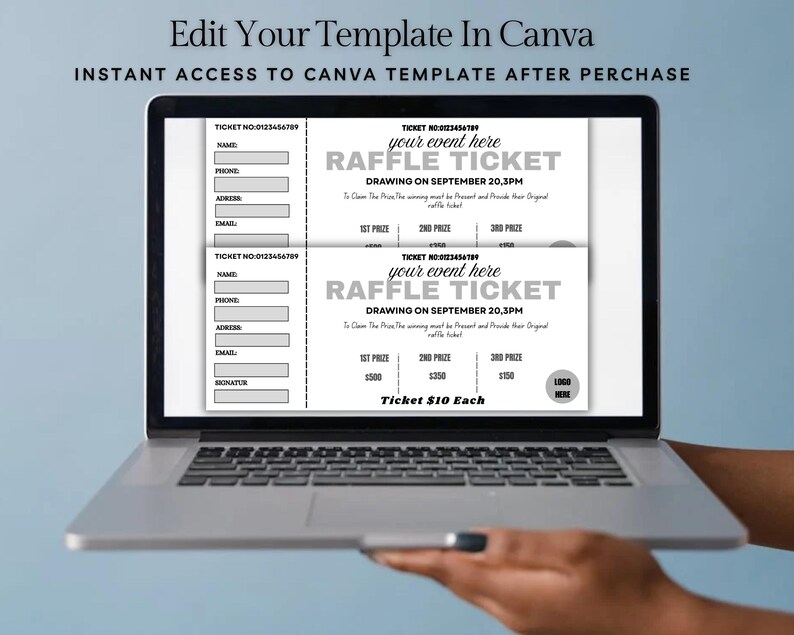 Editable Raffle Ticket – Printable Customizable Ticket, Newyear and ...