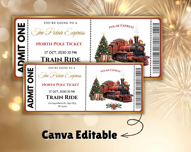 Personalized Polar Express Ticket Printable, Polar Express Ticket ...