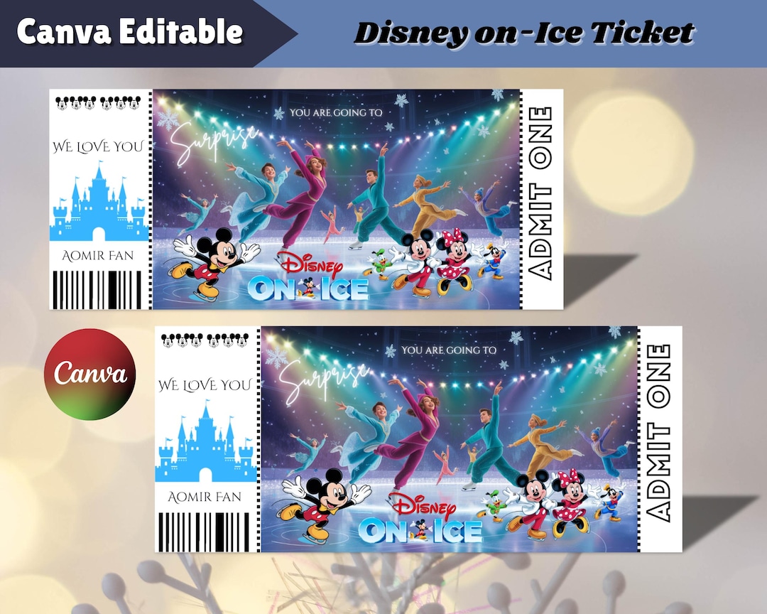Disney on Ice Ticket, Printable Surprise Ticket, Editable Event Reveal ...