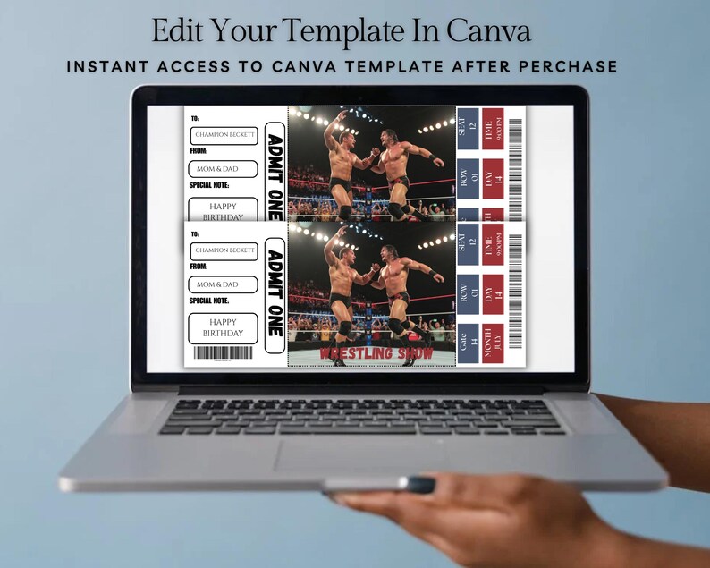 Editable Wrestling Event Ticket, Boxing Match Ticket Stub, Surprise ...