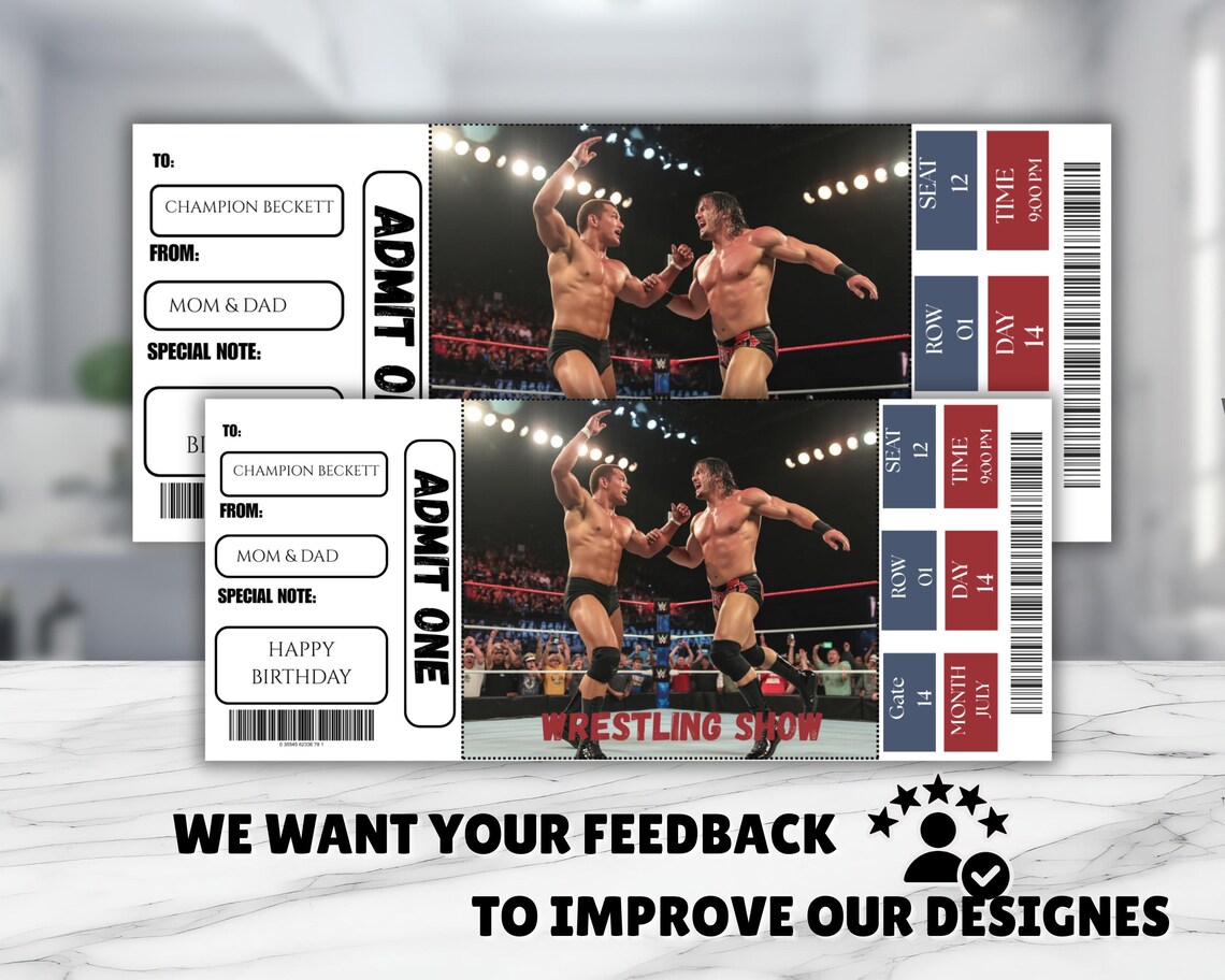Editable Wrestling Event Ticket, Boxing Match Ticket Stub, Surprise ...