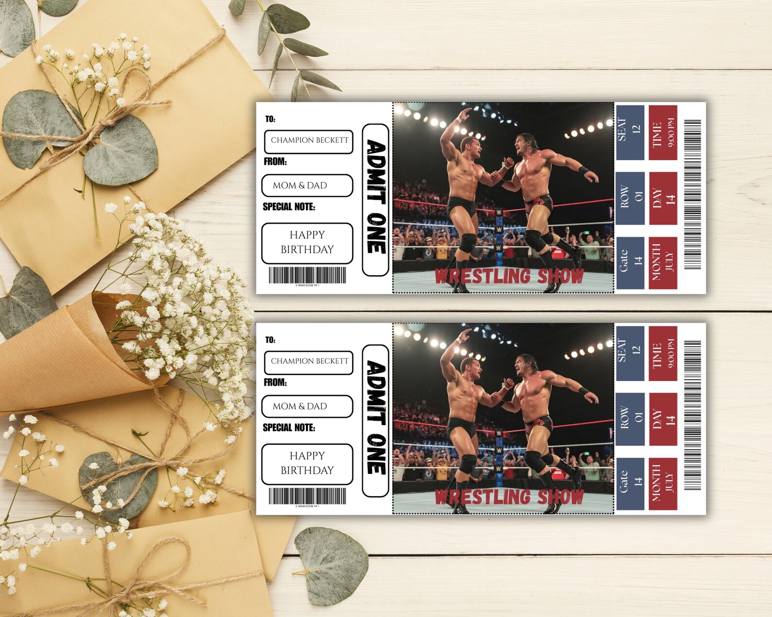 Editable Wrestling Event Ticket, Boxing Match Ticket Stub, Surprise ...