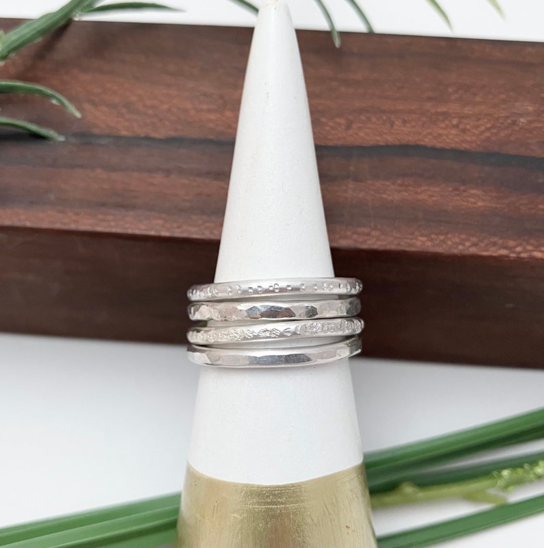 Shimmer Stack Stacking Rings, Sterling Silver, Set of 4, Size 7.5 - Etsy