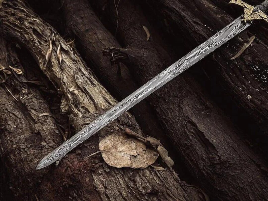 Handmade Damascus Steel Templar Sword: Medieval Knight Replica ...
