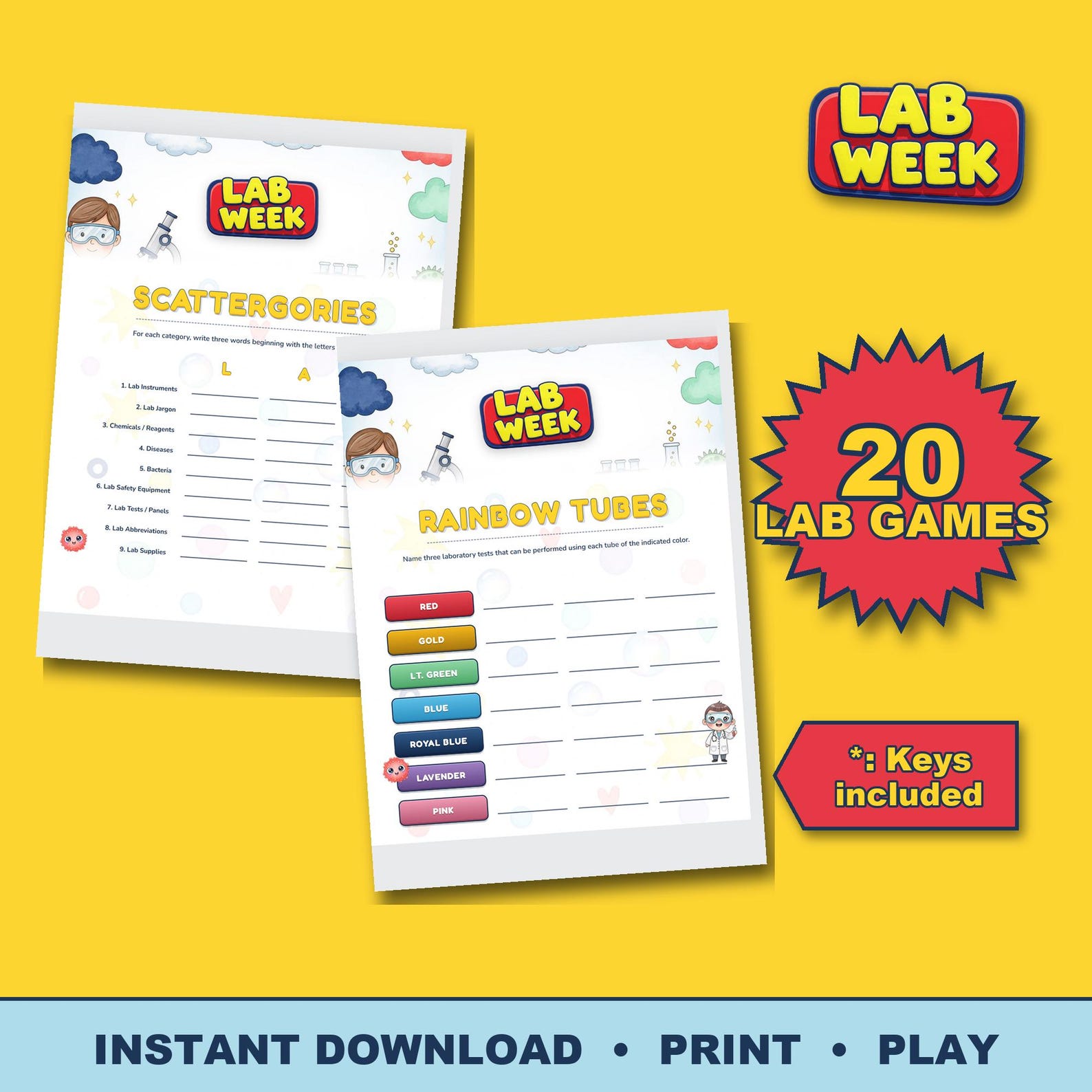 Lab Week Games Bundle | 20 Printable Activities, Host Guide (PDF) - Etsy