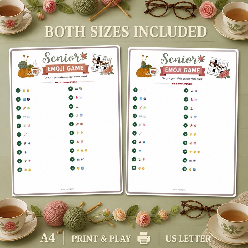 Senior Emoji Game Printable | Party Activity | 20 Clues (instant ...