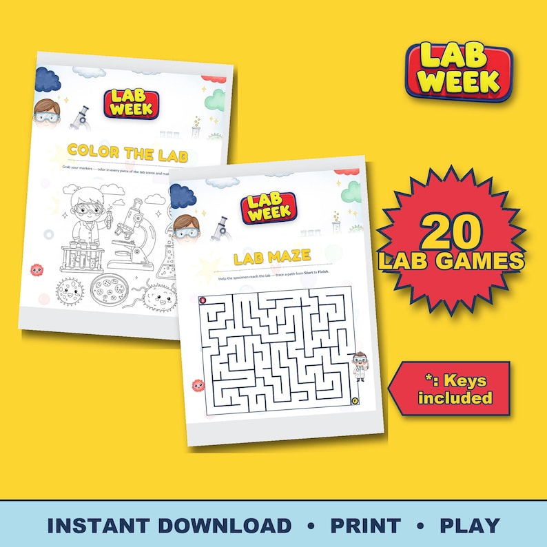 Lab Week Games Bundle | 20 Printable Activities, Host Guide (PDF) - Etsy