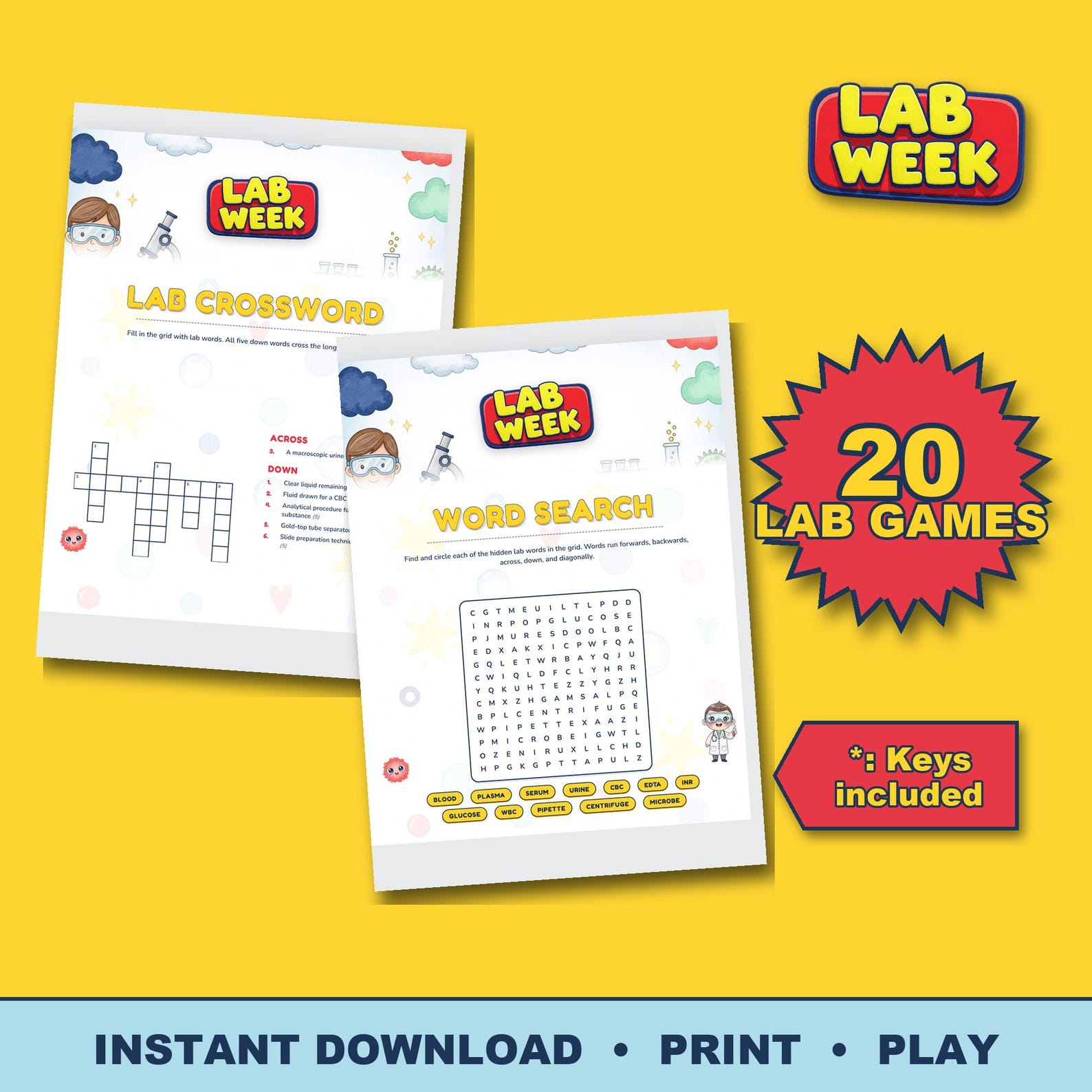 Lab Week Games Bundle | 20 Printable Activities, Host Guide (PDF) - Etsy