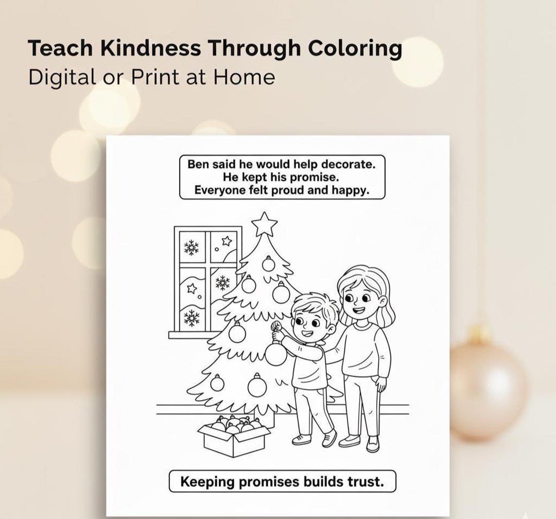 Christmas Moral Story Coloring Book, Kindness & Values (printable PDF ...
