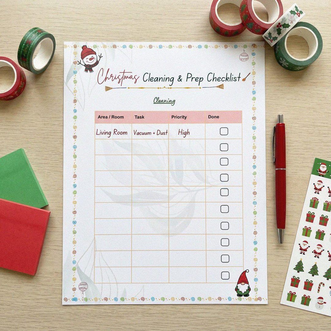 Christmas Planner | Holiday Prep Checklist | Printable Cleaning ...