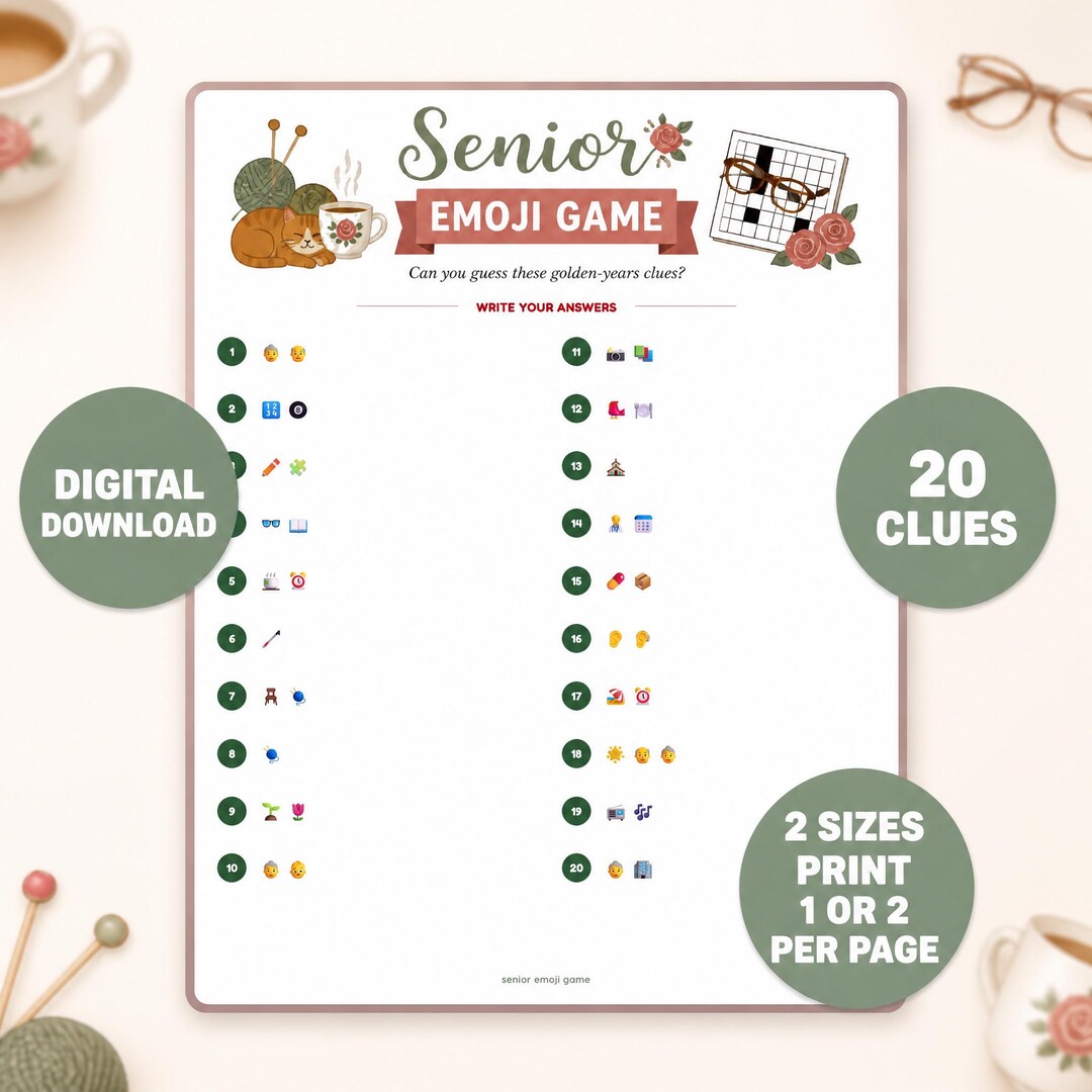 Senior Emoji Game Printable | Party Activity | 20 Clues (instant ...