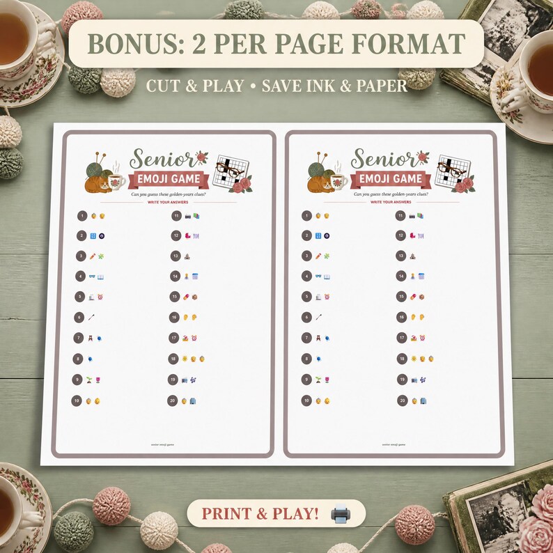 Senior Emoji Game Printable | Party Activity | 20 Clues (instant ...