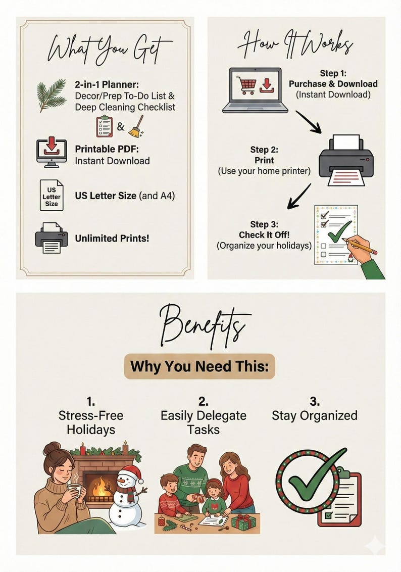 Christmas Planner | Holiday Prep Checklist | Printable Cleaning ...