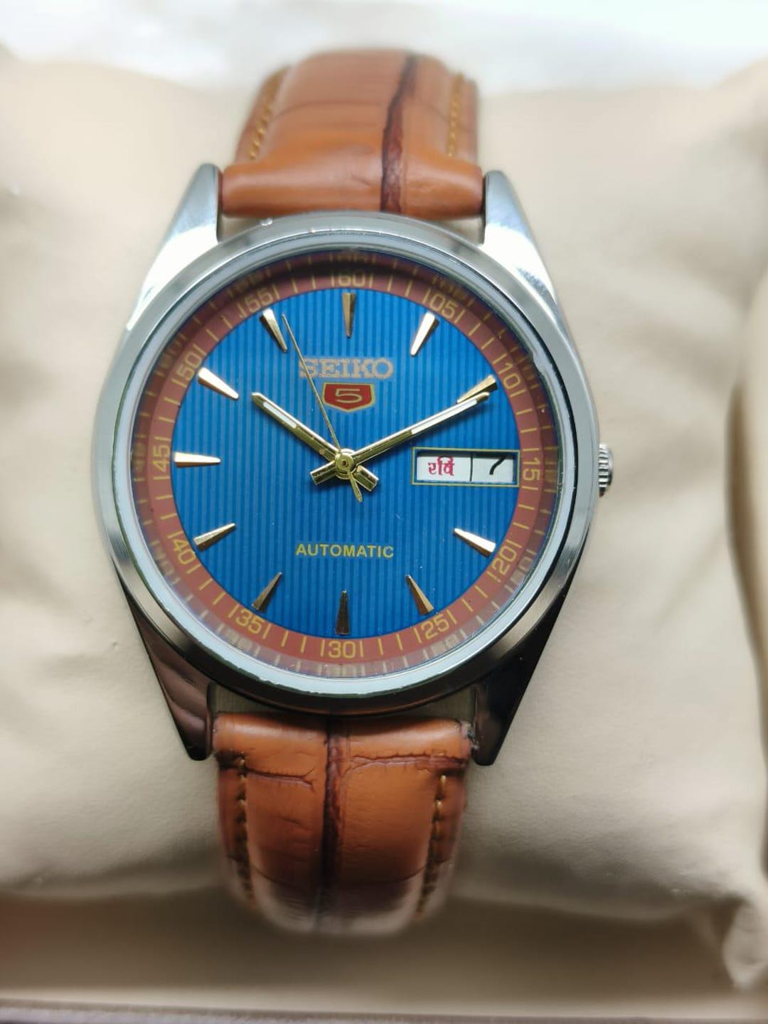 Vintage Seiko 5 Automatic Wrist Watch: Blue Color Dial,day/date - Etsy