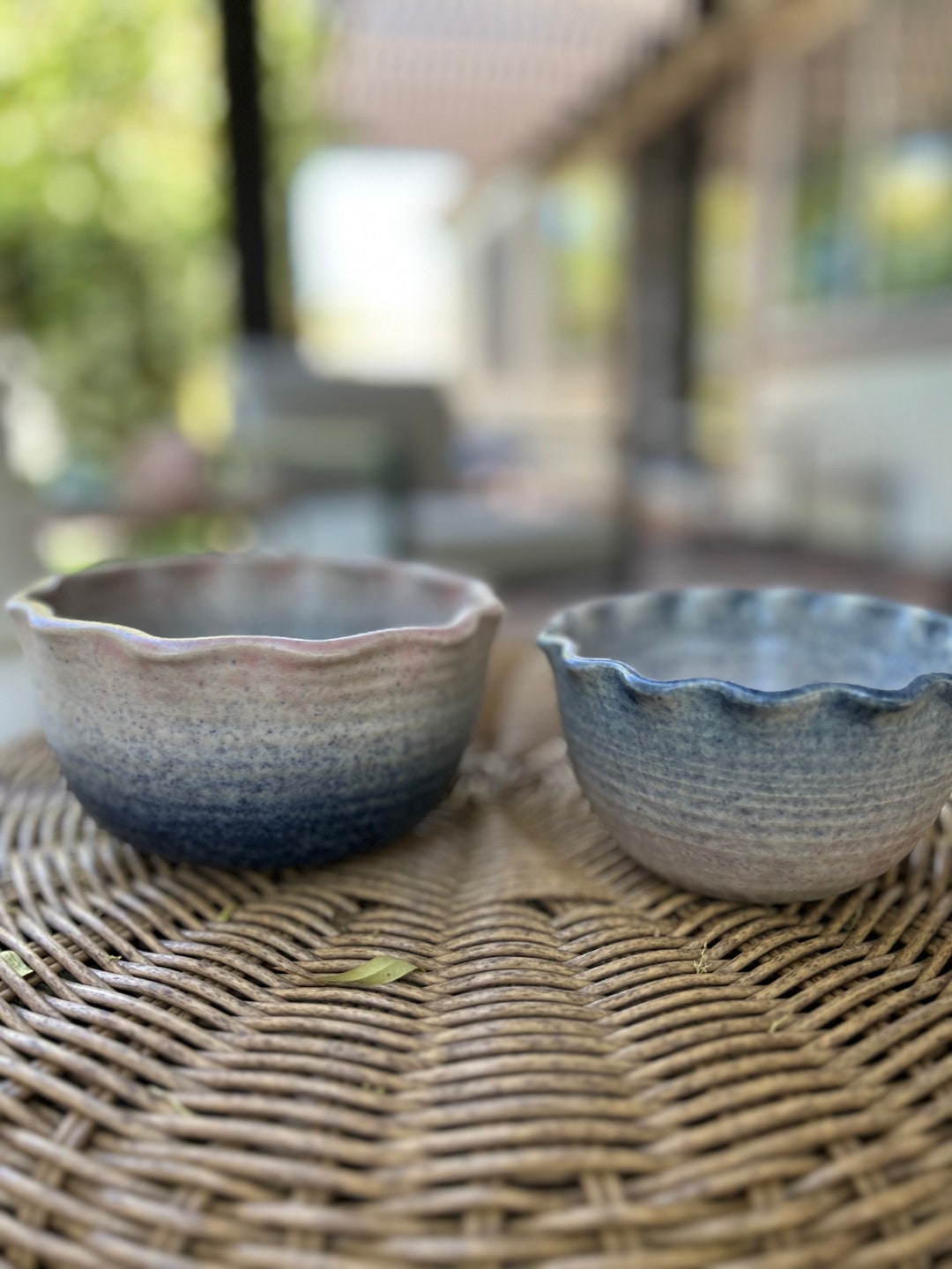 Pair of Scalloped Hand-thrown Pottery Bowls Ceramic Set - Etsy